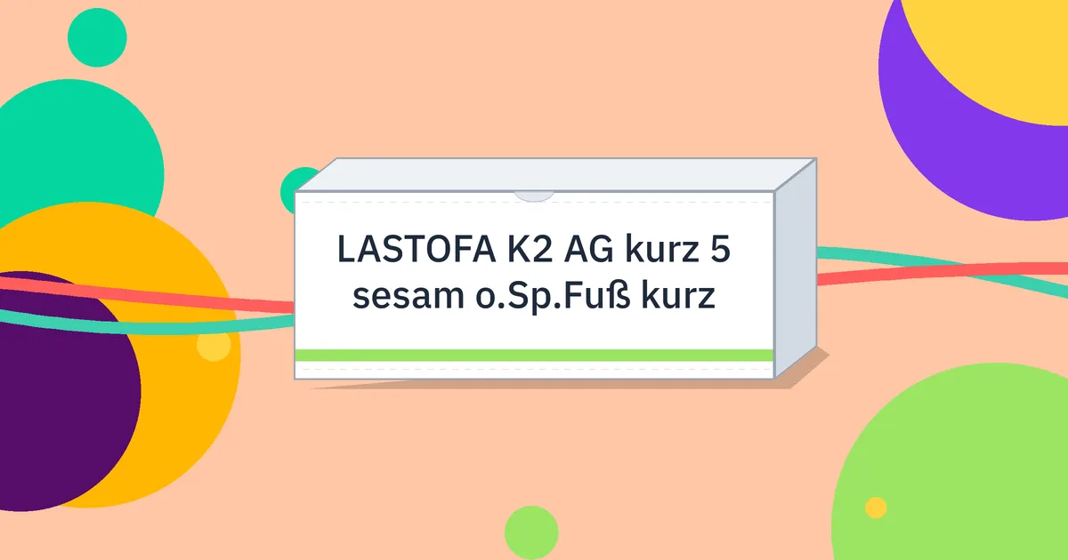 Symbolbild: Packung mit der Aufschrift LASTOFA K2 AG kurz 5 sesam o.Sp.Fuß kurz (PZN 13806816) – Verfügbarkeit und Bezug in Apotheken in Frankfurt am Main