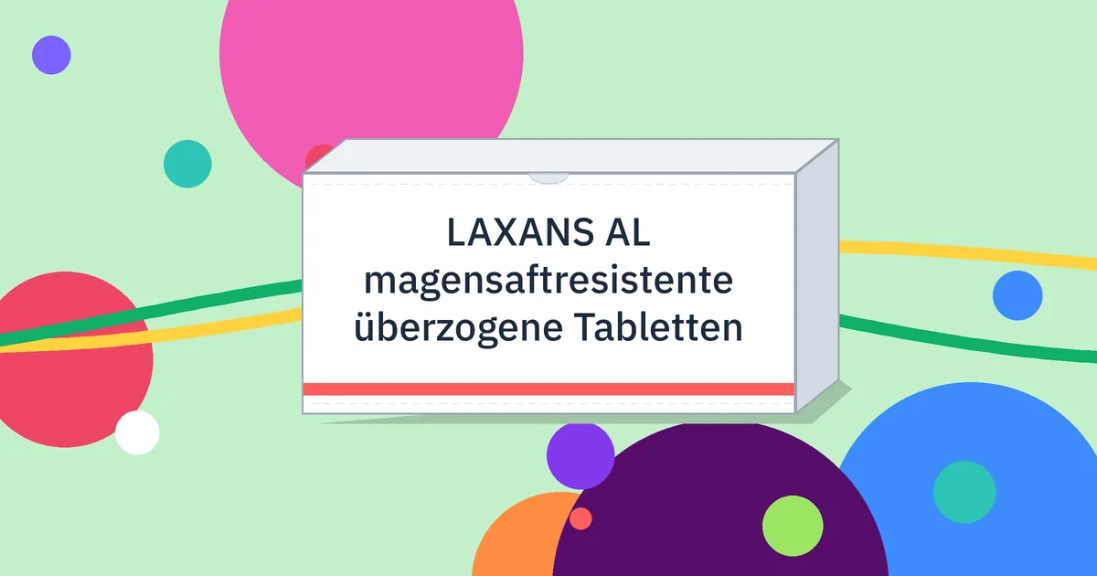 Symbolbild: Packung mit der Aufschrift LAXANS AL magensaftresistente überzogene Tabletten (PZN 10916154) – Verfügbarkeit und Bezug in Apotheken in Frankfurt am Main