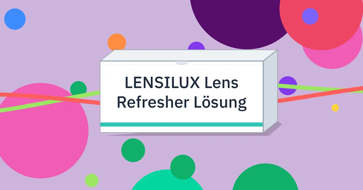 Symbolbild: Packung mit der Aufschrift LENSILUX Lens Refresher Lösung (PZN 05977076) – Verfügbarkeit und Bezug in Apotheken in Frankfurt am Main