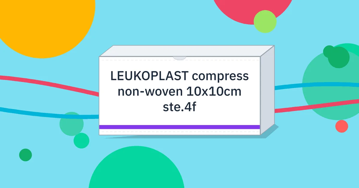 Symbolbild: Packung mit der Aufschrift LEUKOPLAST compress non-woven 10x10cm ste.4f (PZN 19064528) – Verfügbarkeit und Bezug in Apotheken in Frankfurt am Main
