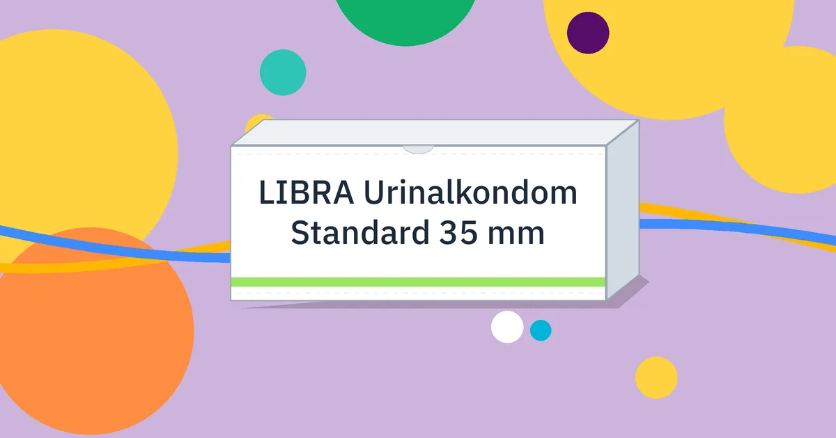 Symbolbild: Packung mit der Aufschrift LIBRA Urinalkondom Standard 35 mm (PZN 19855690) – Verfügbarkeit und Bezug in Apotheken in Frankfurt am Main