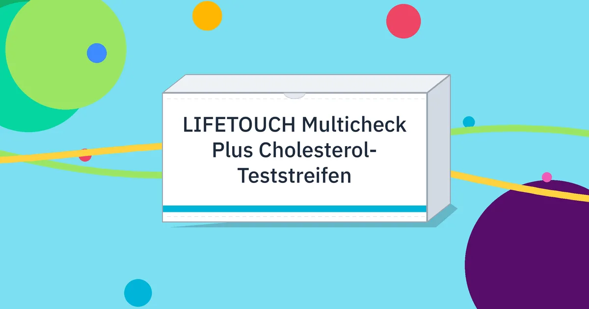 Symbolbild: Packung mit der Aufschrift LIFETOUCH Multicheck Plus Cholesterol-Teststreifen (PZN 20644461) – Verfügbarkeit und Bezug in Apotheken in Frankfurt am Main