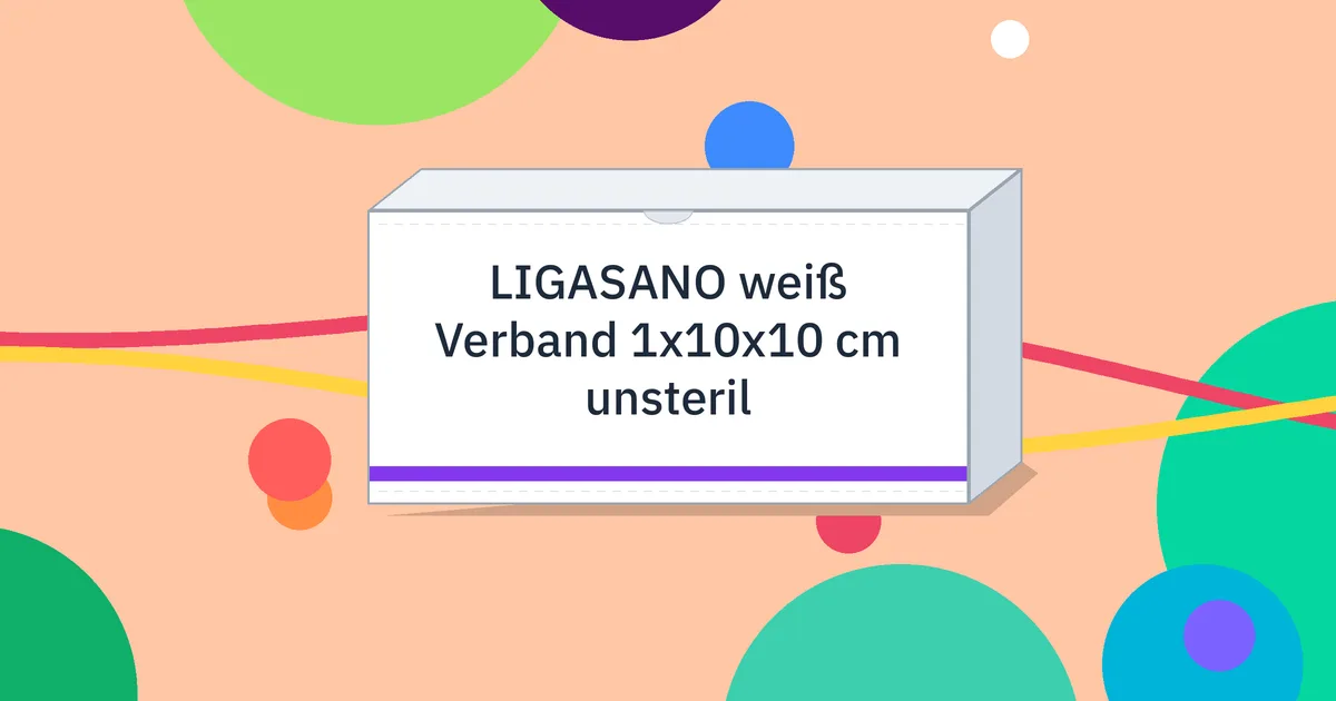 Symbolbild: Packung mit der Aufschrift LIGASANO weiß Verband 1x10x10 cm unsteril (PZN 20171790) – Verfügbarkeit und Bezug in Apotheken in Frankfurt am Main