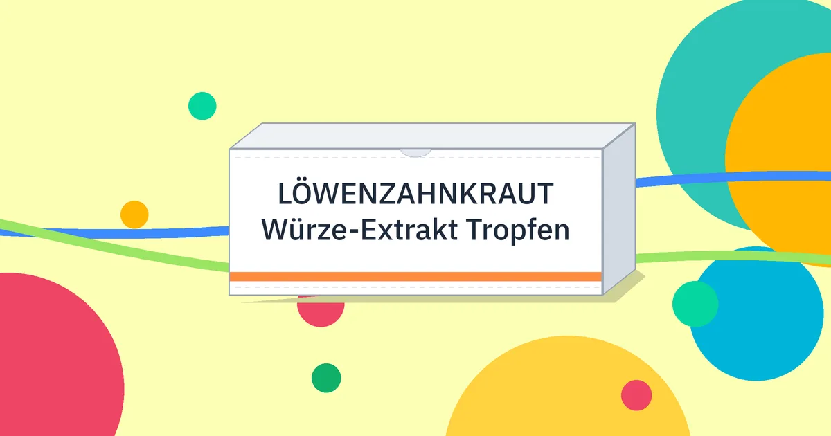 Symbolbild: Packung mit der Aufschrift LÖWENZAHNKRAUT Würze-Extrakt Tropfen (PZN 17629038) – Verfügbarkeit und Bezug in Apotheken in Frankfurt am Main