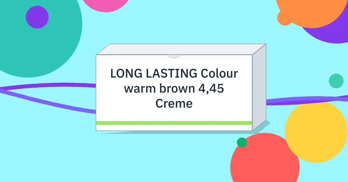 Symbolbild: Packung mit der Aufschrift LONG LASTING Colour warm brown 4,45 Creme (PZN 02129608) – Verfügbarkeit und Bezug in Apotheken in Frankfurt am Main