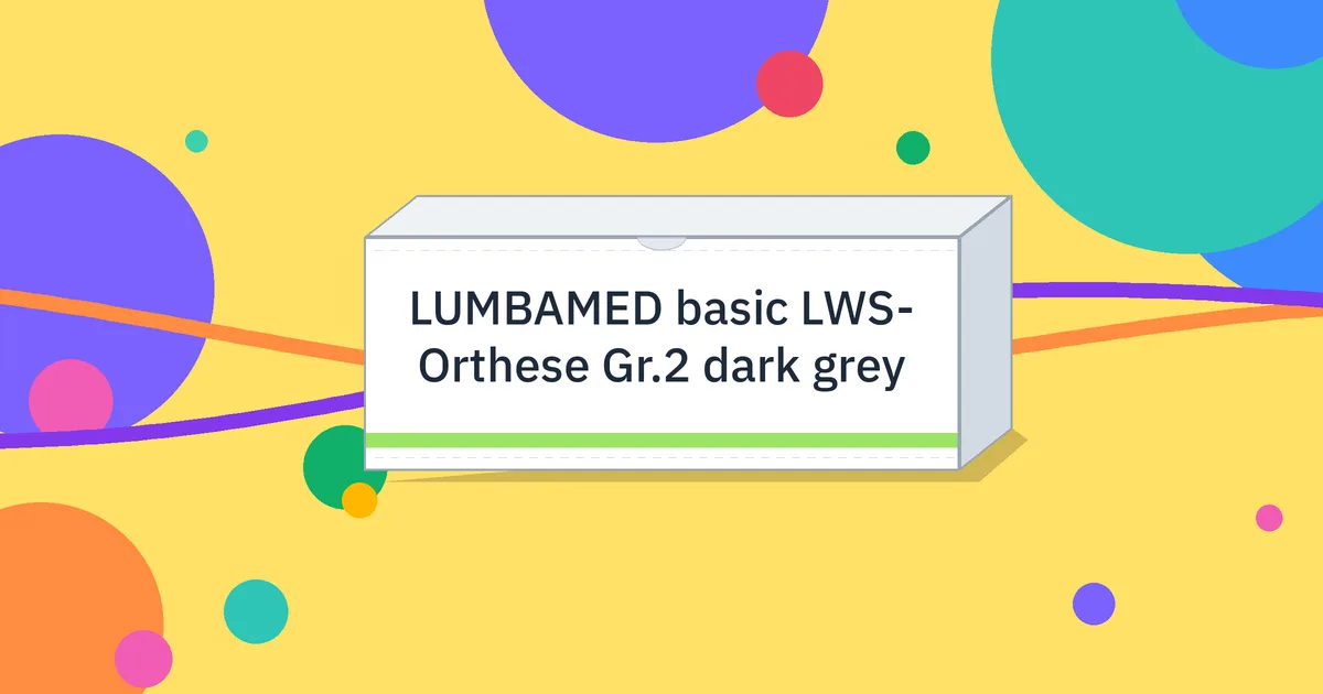 Symbolbild: Packung mit der Aufschrift LUMBAMED basic LWS-Orthese Gr.2 dark grey (PZN 20520167) – Verfügbarkeit und Bezug in Apotheken in Frankfurt am Main