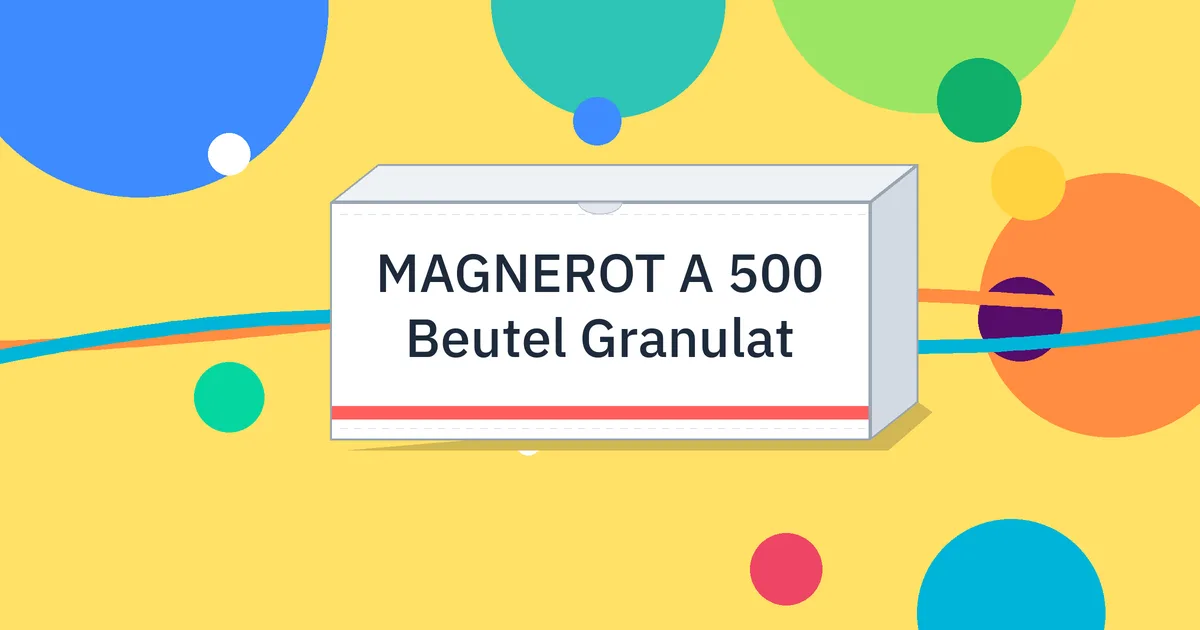 Symbolbild: Packung mit der Aufschrift MAGNEROT A 500 Beutel Granulat (PZN 06321308) – Verfügbarkeit und Bezug in Apotheken in Frankfurt am Main