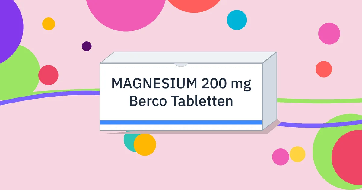 Symbolbild: Packung mit der Aufschrift MAGNESIUM 200 mg Berco Tabletten (PZN 12903919) – Verfügbarkeit und Bezug in Apotheken in Frankfurt am Main