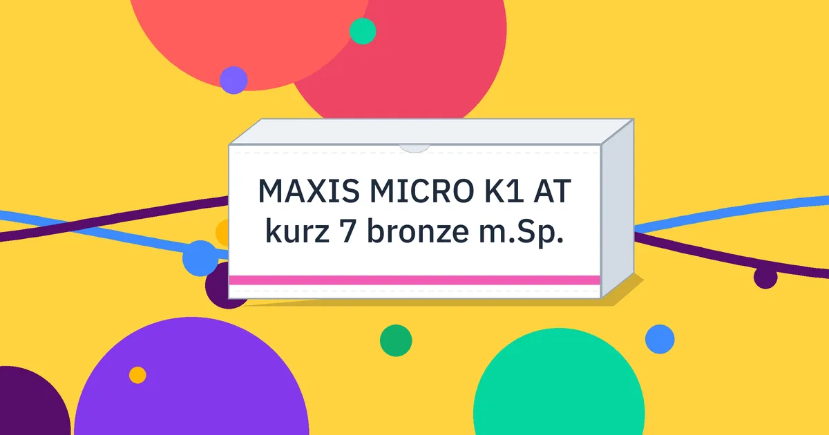 Symbolbild: Packung mit der Aufschrift MAXIS MICRO K1 AT kurz 7 bronze m.Sp. (PZN 17671603) – Verfügbarkeit und Bezug in Apotheken in Frankfurt am Main