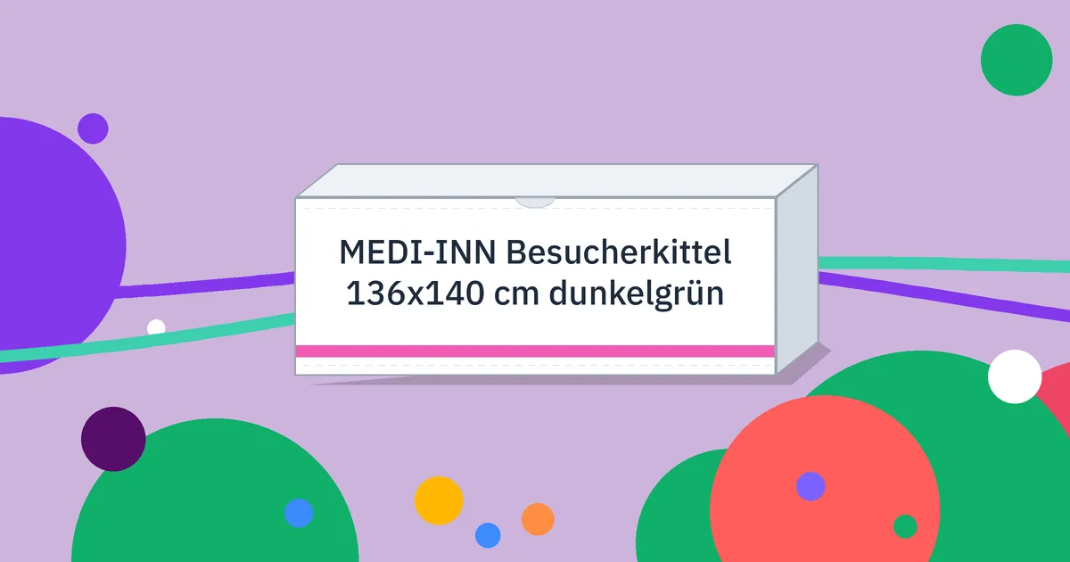 Symbolbild: Packung mit der Aufschrift MEDI-INN Besucherkittel 136x140 cm dunkelgrün (PZN 11050679) – Verfügbarkeit und Bezug in Apotheken in Frankfurt am Main