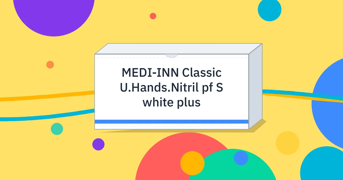 Symbolbild: Packung mit der Aufschrift MEDI-INN Classic U.Hands.Nitril pf S white plus (PZN 18854151) – Verfügbarkeit und Bezug in Apotheken in Frankfurt am Main