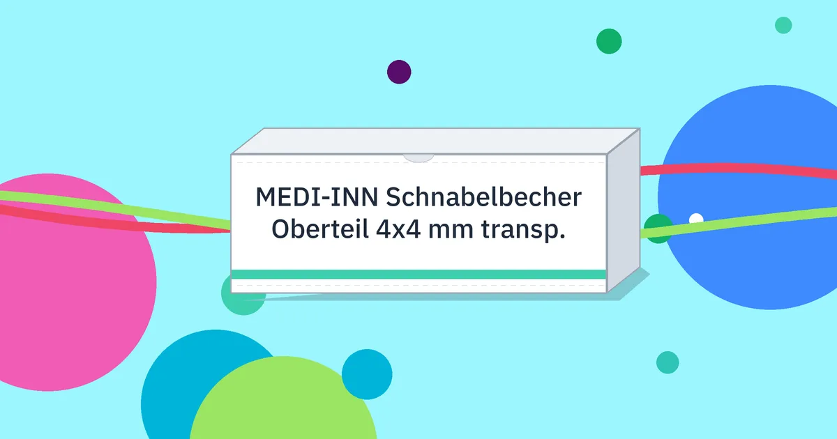 Symbolbild: Packung mit der Aufschrift MEDI-INN Schnabelbecher Oberteil 4x4 mm transp. (PZN 04932290) – Verfügbarkeit und Bezug in Apotheken in Frankfurt am Main