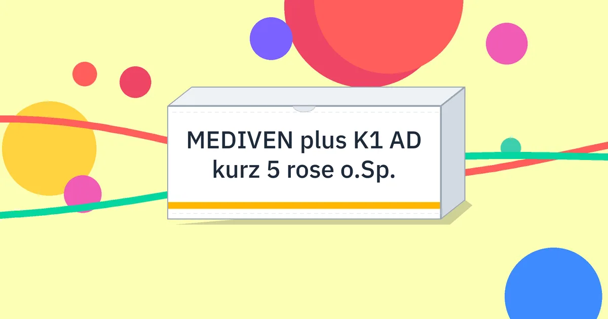 Symbolbild: Packung mit der Aufschrift MEDIVEN plus K1 AD kurz 5 rose o.Sp. (PZN 15044121) – Verfügbarkeit und Bezug in Apotheken in Frankfurt am Main