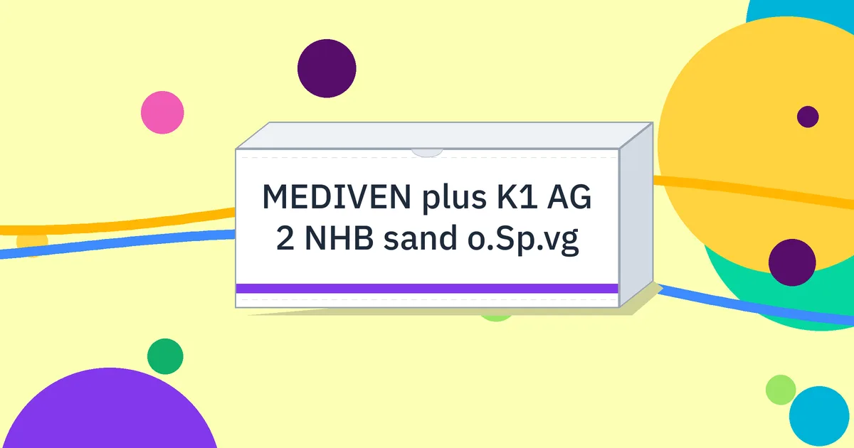 Symbolbild: Packung mit der Aufschrift MEDIVEN plus K1 AG 2 NHB sand o.Sp.vg (PZN 18938178) – Verfügbarkeit und Bezug in Apotheken in Frankfurt am Main