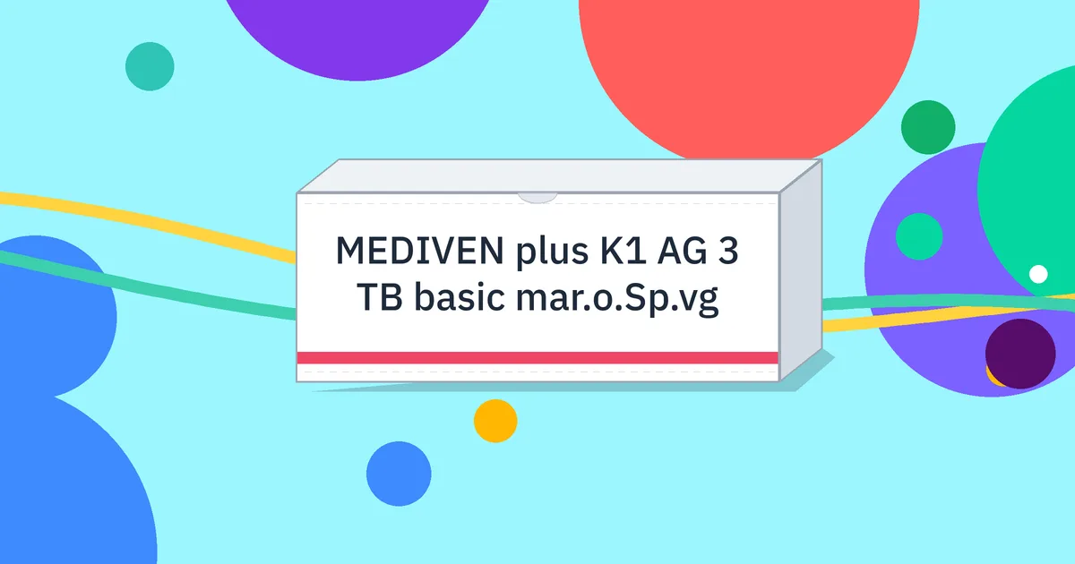 Symbolbild: Packung mit der Aufschrift MEDIVEN plus K1 AG 3 TB basic mar.o.Sp.vg (PZN 15056710) – Verfügbarkeit und Bezug in Apotheken in Frankfurt am Main