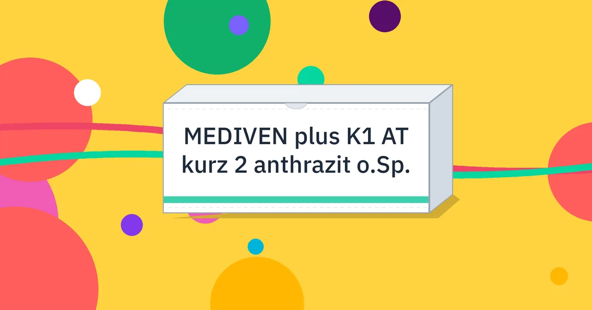 Symbolbild: Packung mit der Aufschrift MEDIVEN plus K1 AT kurz 2 anthrazit o.Sp. (PZN 15026117) – Verfügbarkeit und Bezug in Apotheken in Frankfurt am Main
