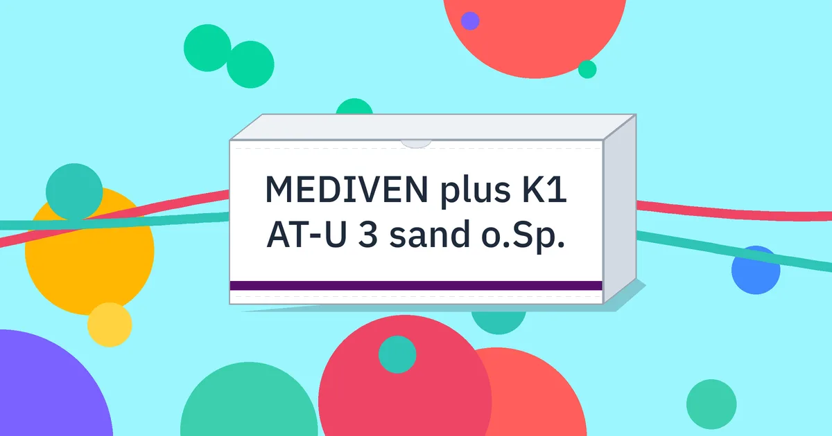 Symbolbild: Packung mit der Aufschrift MEDIVEN plus K1 AT-U 3 sand o.Sp. (PZN 18932371) – Verfügbarkeit und Bezug in Apotheken in Frankfurt am Main