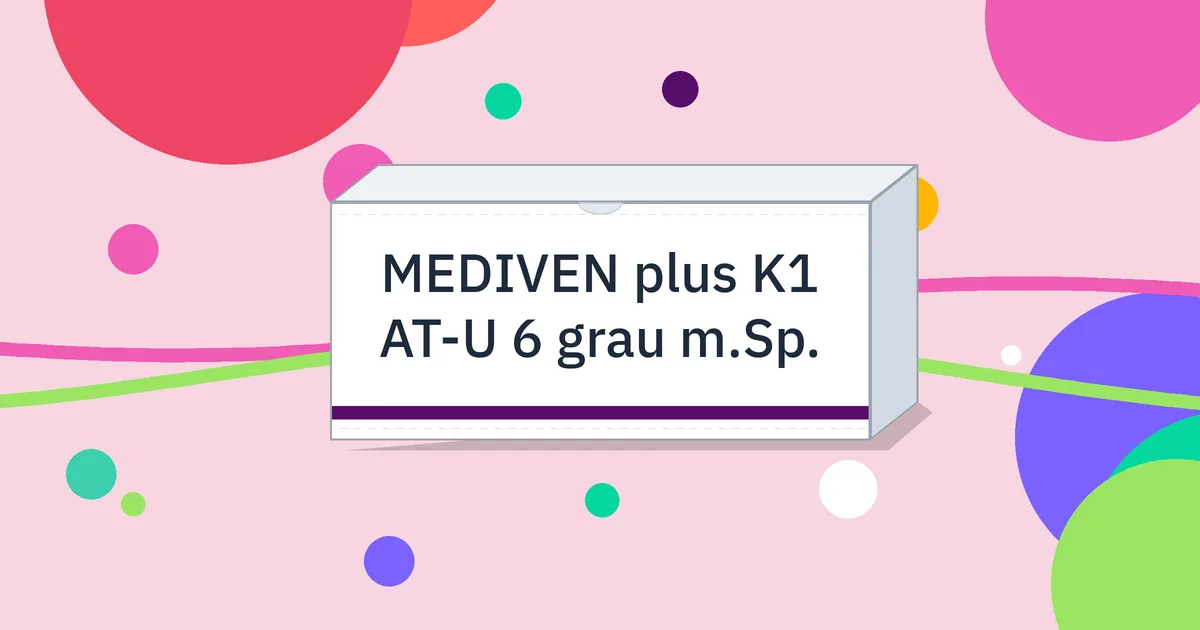 Symbolbild: Packung mit der Aufschrift MEDIVEN plus K1 AT-U 6 grau m.Sp. (PZN 18932336) – Verfügbarkeit und Bezug in Apotheken in Frankfurt am Main