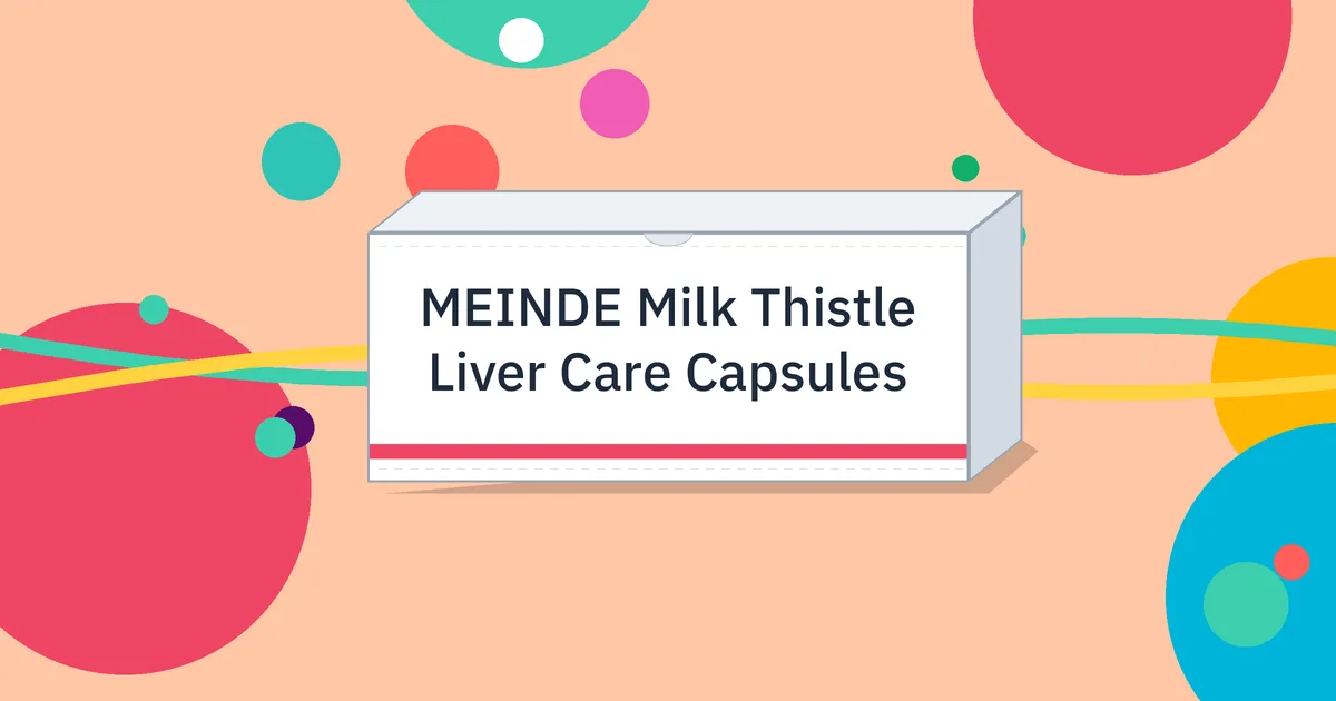 Symbolbild: Packung mit der Aufschrift MEINDE Milk Thistle Liver Care Capsules (PZN 20103920) – Verfügbarkeit und Bezug in Apotheken in Frankfurt am Main