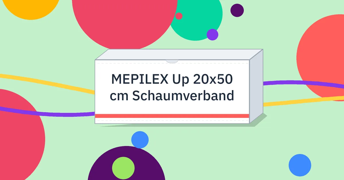 Symbolbild: Packung mit der Aufschrift MEPILEX Up 20x50 cm Schaumverband (PZN 20124715) – Verfügbarkeit und Bezug in Apotheken in Frankfurt am Main