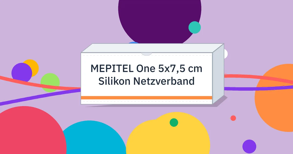 Symbolbild: Packung mit der Aufschrift MEPITEL One 5x7,5 cm Silikon Netzverband (PZN 12555890) – Verfügbarkeit und Bezug in Apotheken in Frankfurt am Main