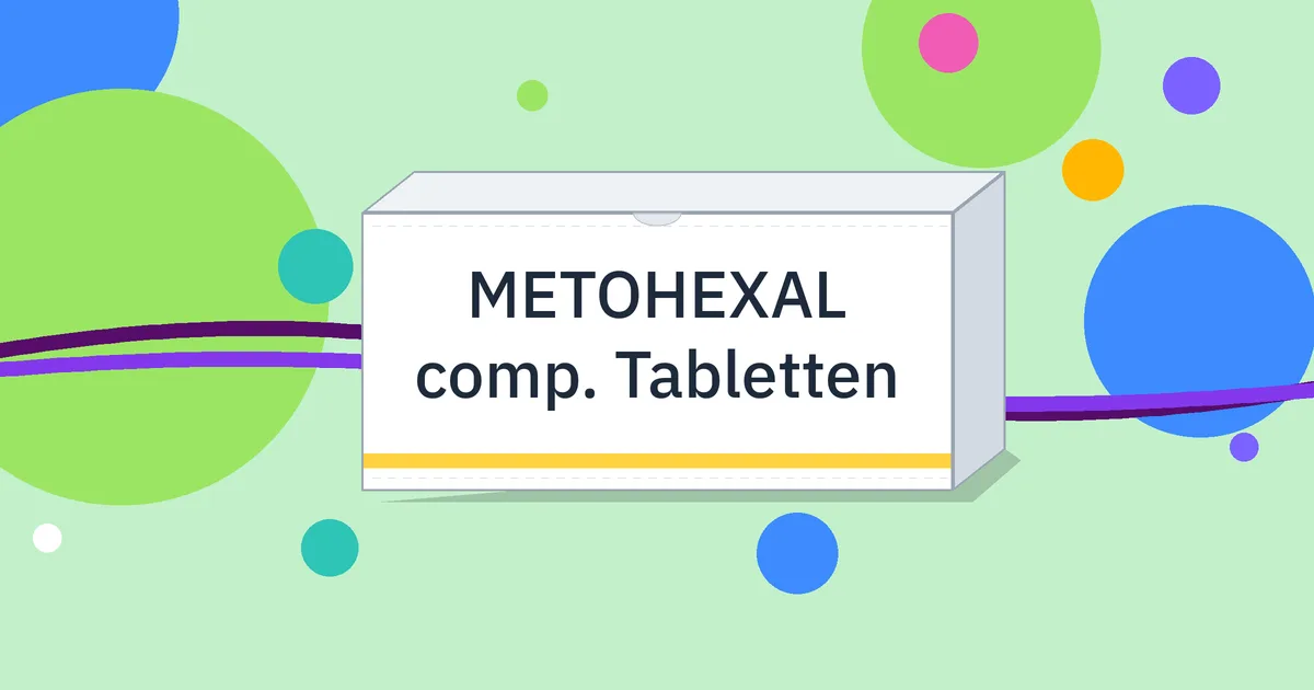 Symbolbild: Packung mit der Aufschrift METOHEXAL comp. Tabletten (PZN 04675657) – Verfügbarkeit und Bezug in Apotheken in Frankfurt am Main