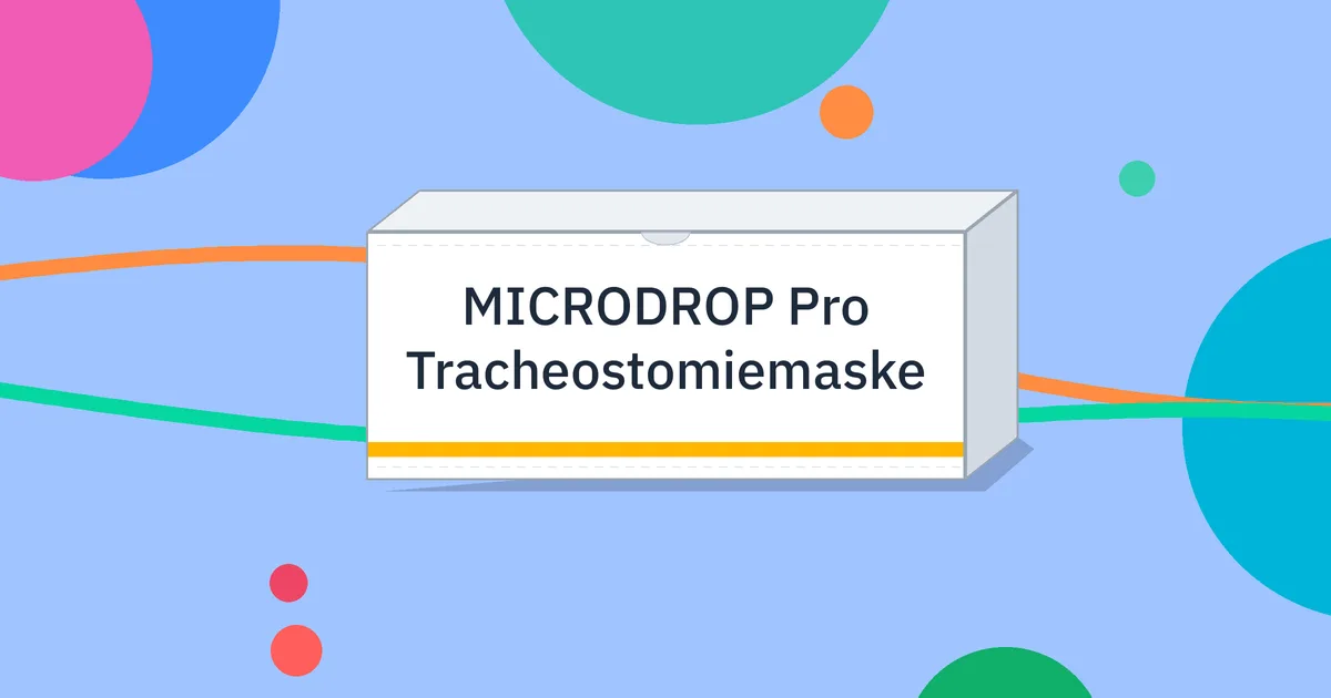 Symbolbild: Packung mit der Aufschrift MICRODROP Pro Tracheostomiemaske (PZN 06643058) – Verfügbarkeit und Bezug in Apotheken in Frankfurt am Main