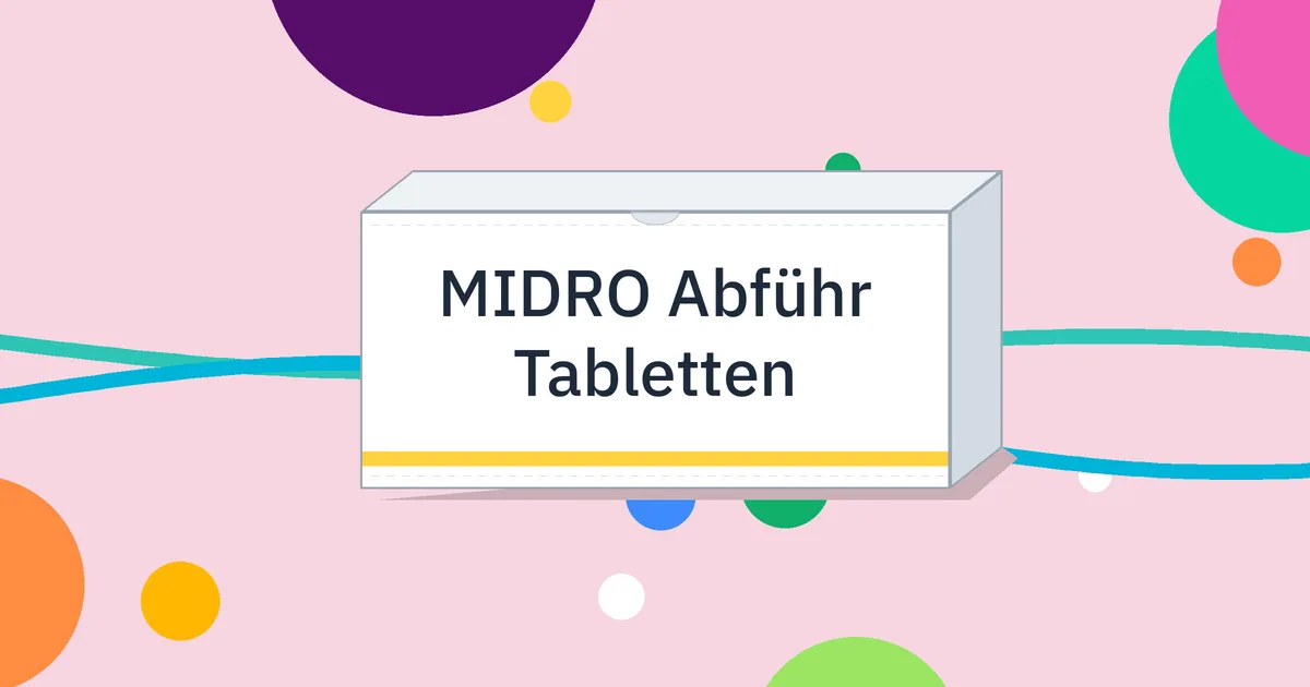 Symbolbild: Packung mit der Aufschrift MIDRO Abführ Tabletten (PZN 07142097) – Verfügbarkeit und Bezug in Apotheken in Frankfurt am Main