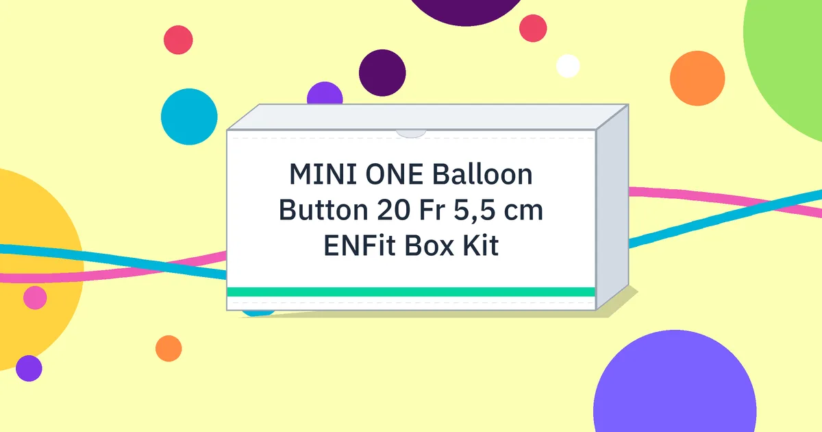 Symbolbild: Packung mit der Aufschrift MINI ONE Balloon Button 20 Fr 5,5 cm ENFit Box Kit (PZN 20134530) – Verfügbarkeit und Bezug in Apotheken in Frankfurt am Main