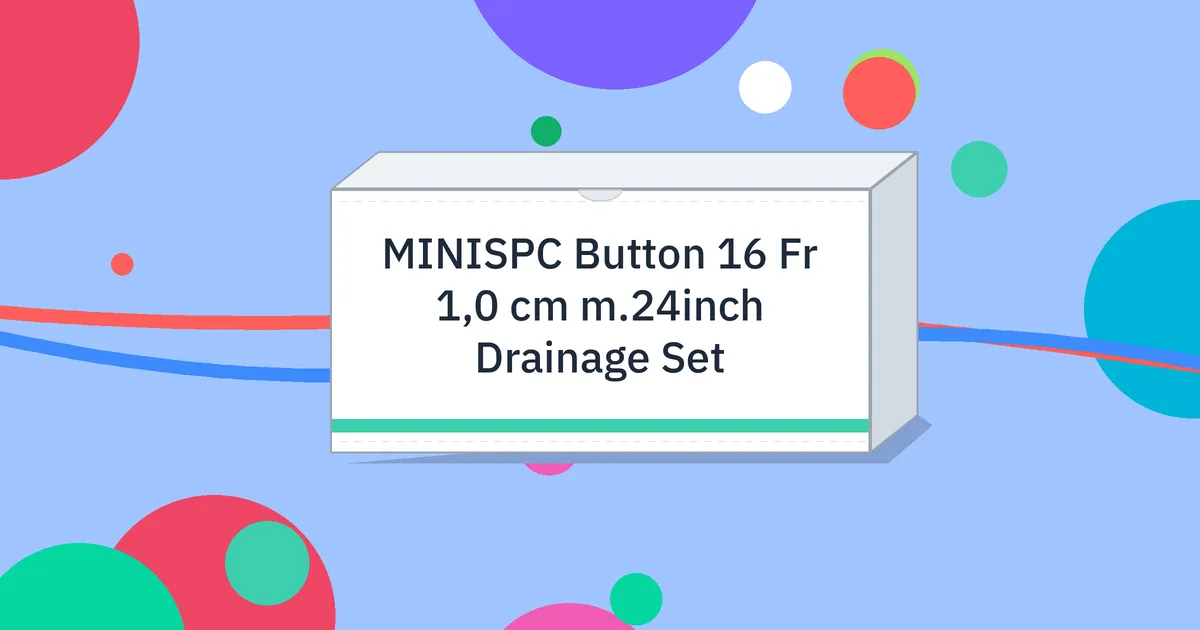 Symbolbild: Packung mit der Aufschrift MINISPC Button 16 Fr 1,0 cm m.24inch Drainage Set (PZN 20821911) – Verfügbarkeit und Bezug in Apotheken in Frankfurt am Main