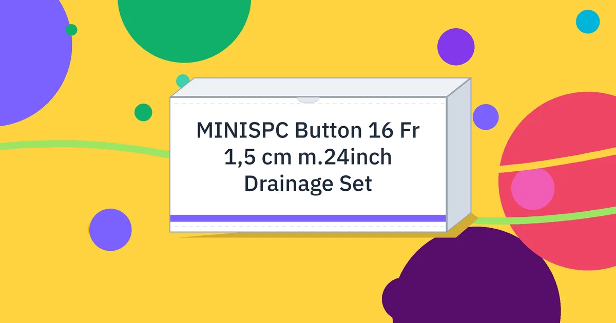 Symbolbild: Packung mit der Aufschrift MINISPC Button 16 Fr 1,5 cm m.24inch Drainage Set (PZN 20821934) – Verfügbarkeit und Bezug in Apotheken in Frankfurt am Main