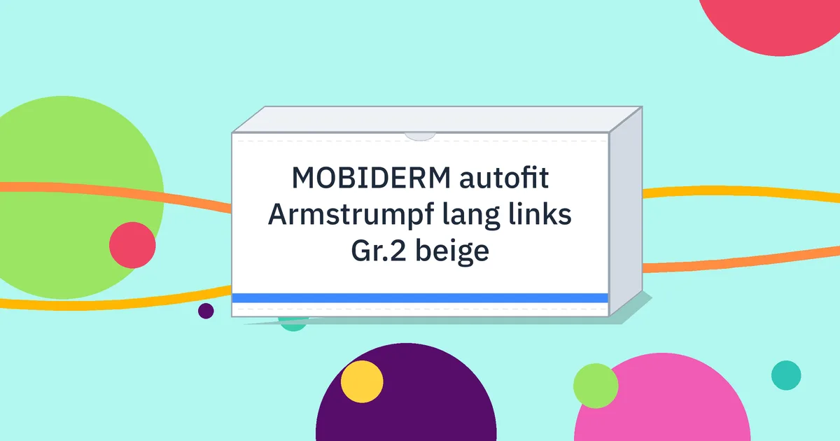 Symbolbild: Packung mit der Aufschrift MOBIDERM autofit Armstrumpf lang links Gr.2 beige (PZN 19741874) – Verfügbarkeit und Bezug in Apotheken in Frankfurt am Main