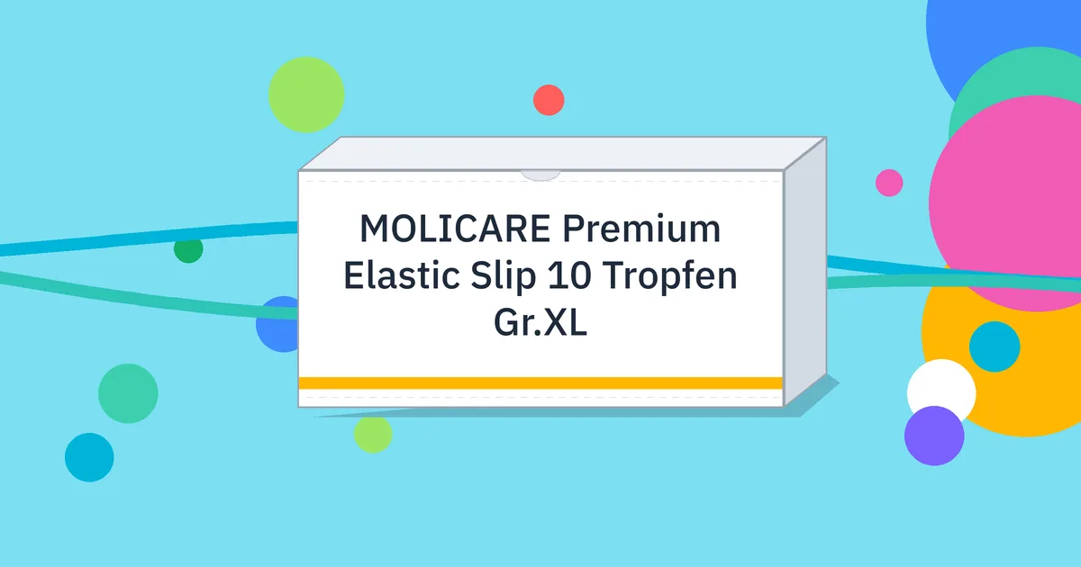Symbolbild: Packung mit der Aufschrift MOLICARE Premium Elastic Slip 10 Tropfen Gr.XL (PZN 14327242) – Verfügbarkeit und Bezug in Apotheken in Frankfurt am Main