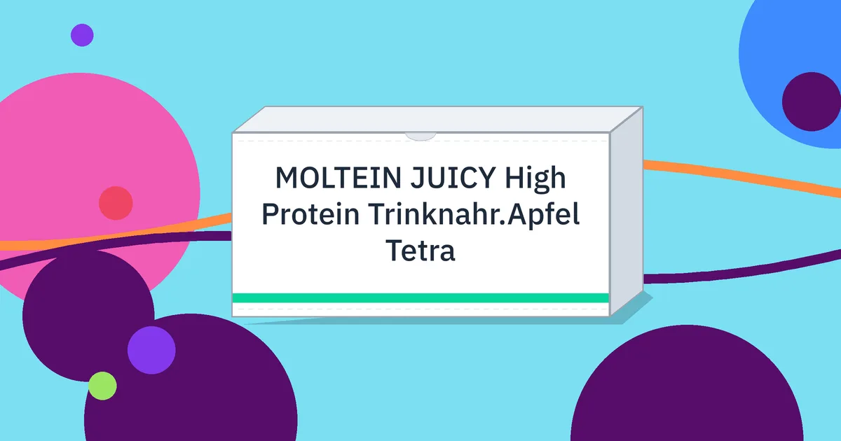 Symbolbild: Packung mit der Aufschrift MOLTEIN JUICY High Protein Trinknahr.Apfel Tetra (PZN 20390902) – Verfügbarkeit und Bezug in Apotheken in Frankfurt am Main