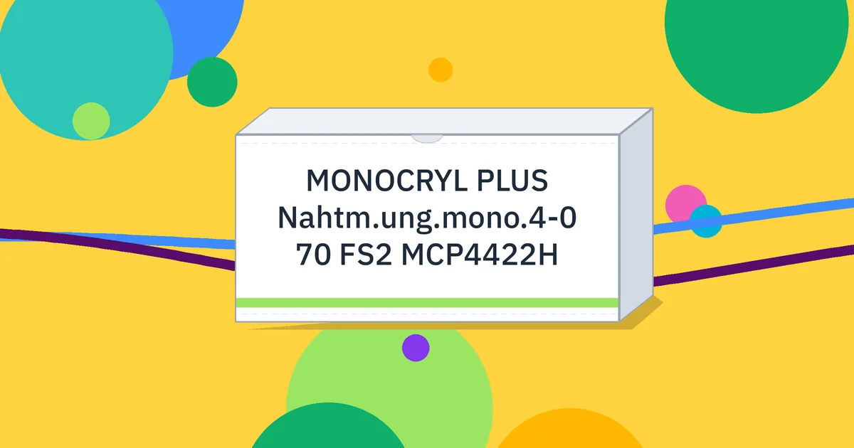 Symbolbild: Packung mit der Aufschrift MONOCRYL PLUS Nahtm.ung.mono.4-0 70 FS2 MCP4422H (PZN 16252502) – Verfügbarkeit und Bezug in Apotheken in Frankfurt am Main