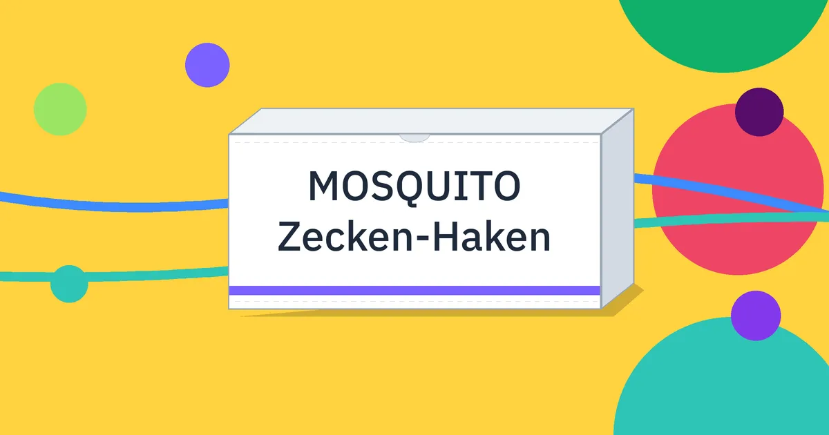 Symbolbild: Packung mit der Aufschrift MOSQUITO Zecken-Haken (PZN 17184978) – Verfügbarkeit und Bezug in Apotheken in Frankfurt am Main