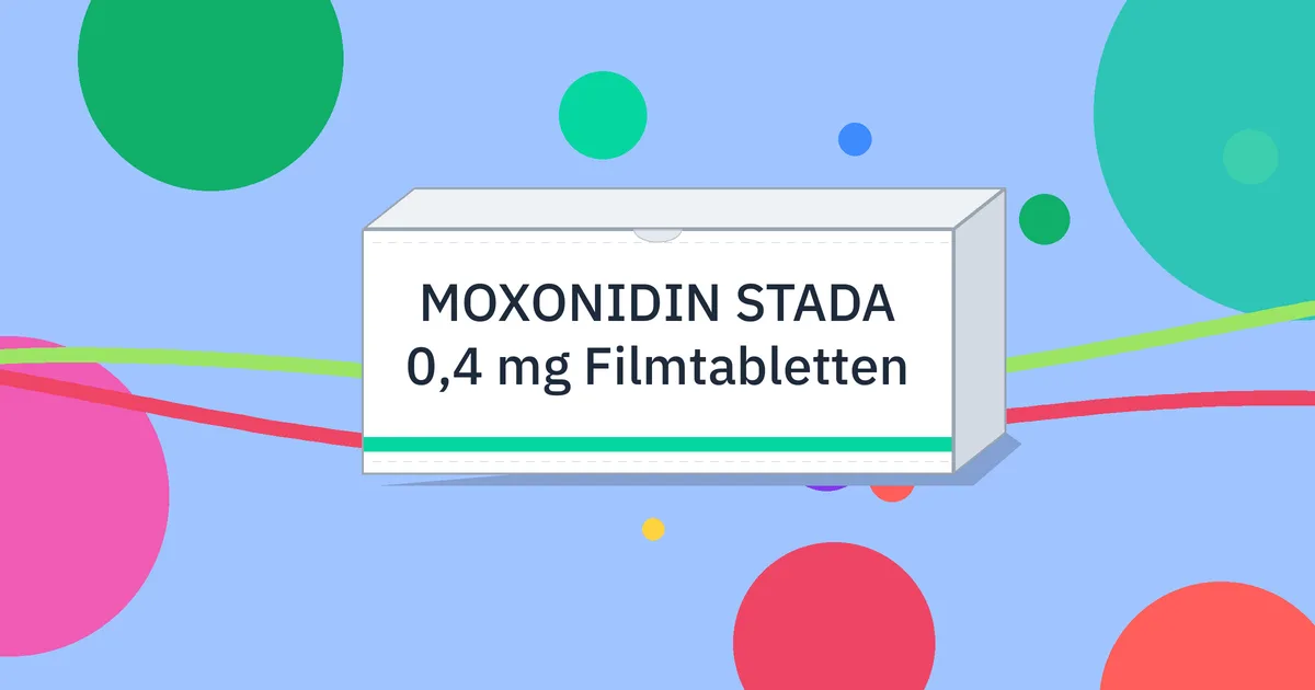 Symbolbild: Packung mit der Aufschrift MOXONIDIN STADA 0,4 mg Filmtabletten (PZN 02188858) – Verfügbarkeit und Bezug in Apotheken in Frankfurt am Main