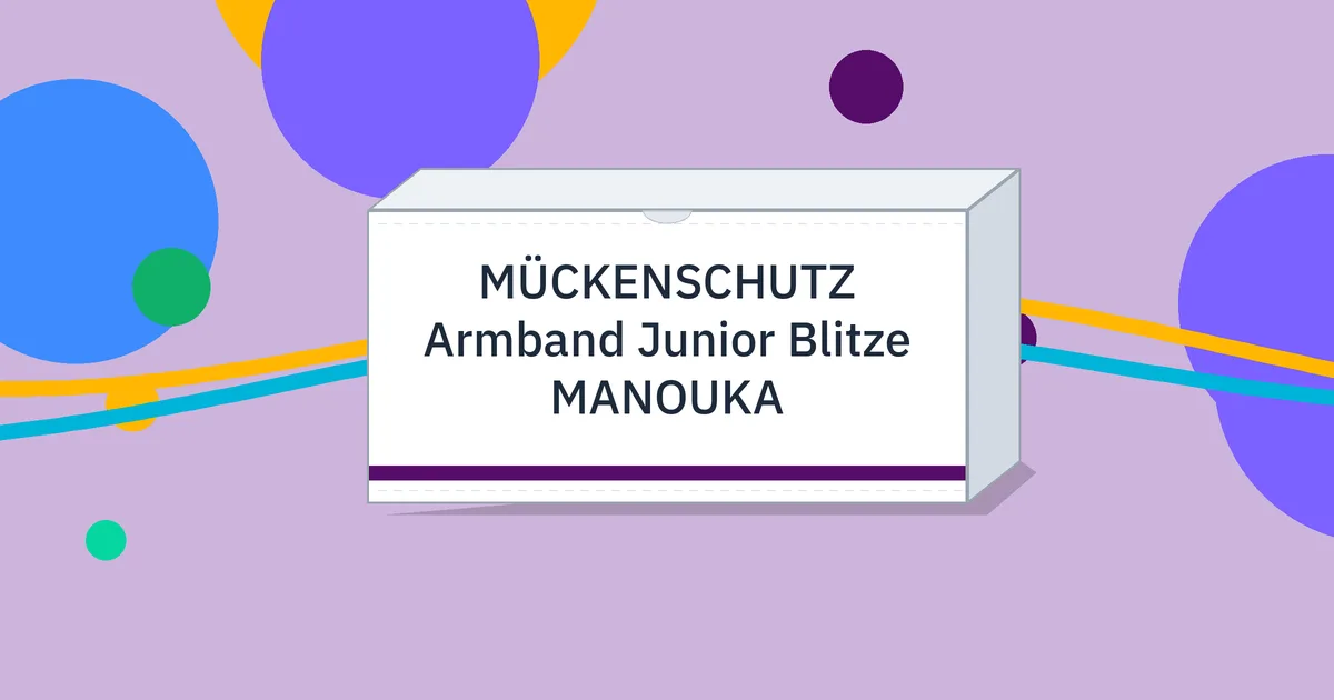 Symbolbild: Packung mit der Aufschrift MÜCKENSCHUTZ Armband Junior Blitze MANOUKA (PZN 19944554) – Verfügbarkeit und Bezug in Apotheken in Frankfurt am Main