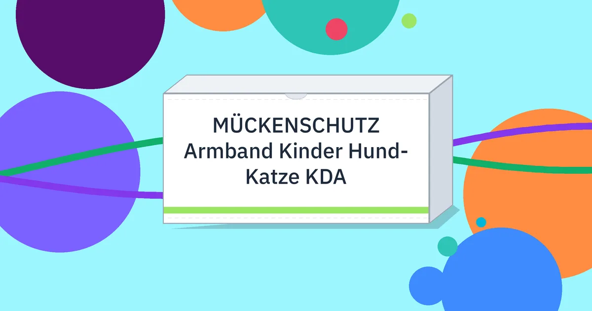 Symbolbild: Packung mit der Aufschrift MÜCKENSCHUTZ Armband Kinder Hund-Katze KDA (PZN 18295183) – Verfügbarkeit und Bezug in Apotheken in Frankfurt am Main