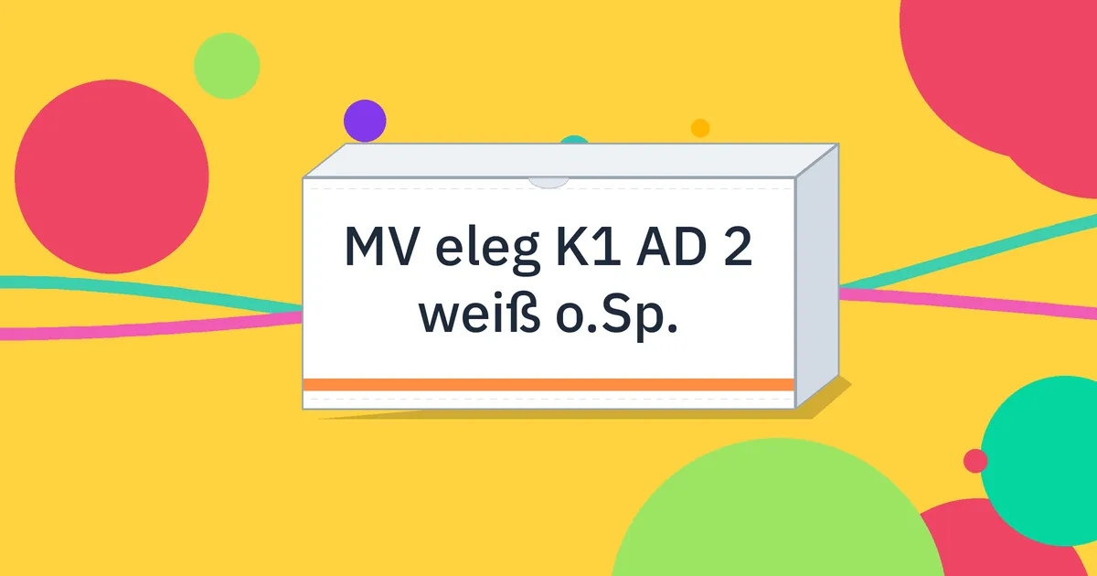 Symbolbild: Packung mit der Aufschrift MV eleg K1 AD 2 weiß o.Sp. (PZN 00333523) – Verfügbarkeit und Bezug in Apotheken in Frankfurt am Main