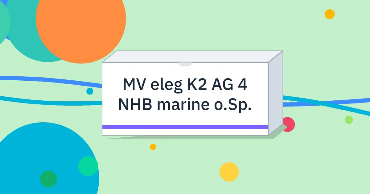 Symbolbild: Packung mit der Aufschrift MV eleg K2 AG 4 NHB marine o.Sp. (PZN 15731169) – Verfügbarkeit und Bezug in Apotheken in Frankfurt am Main