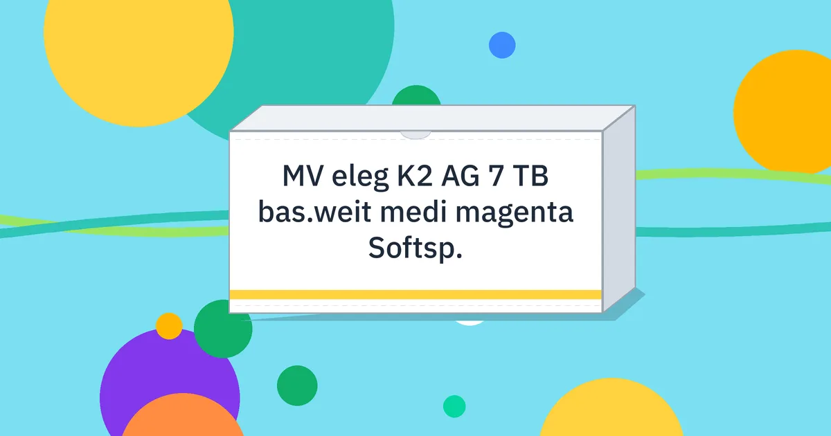 Symbolbild: Packung mit der Aufschrift MV eleg K2 AG 7 TB bas.weit medi magenta Softsp. (PZN 15283400) – Verfügbarkeit und Bezug in Apotheken in Frankfurt am Main
