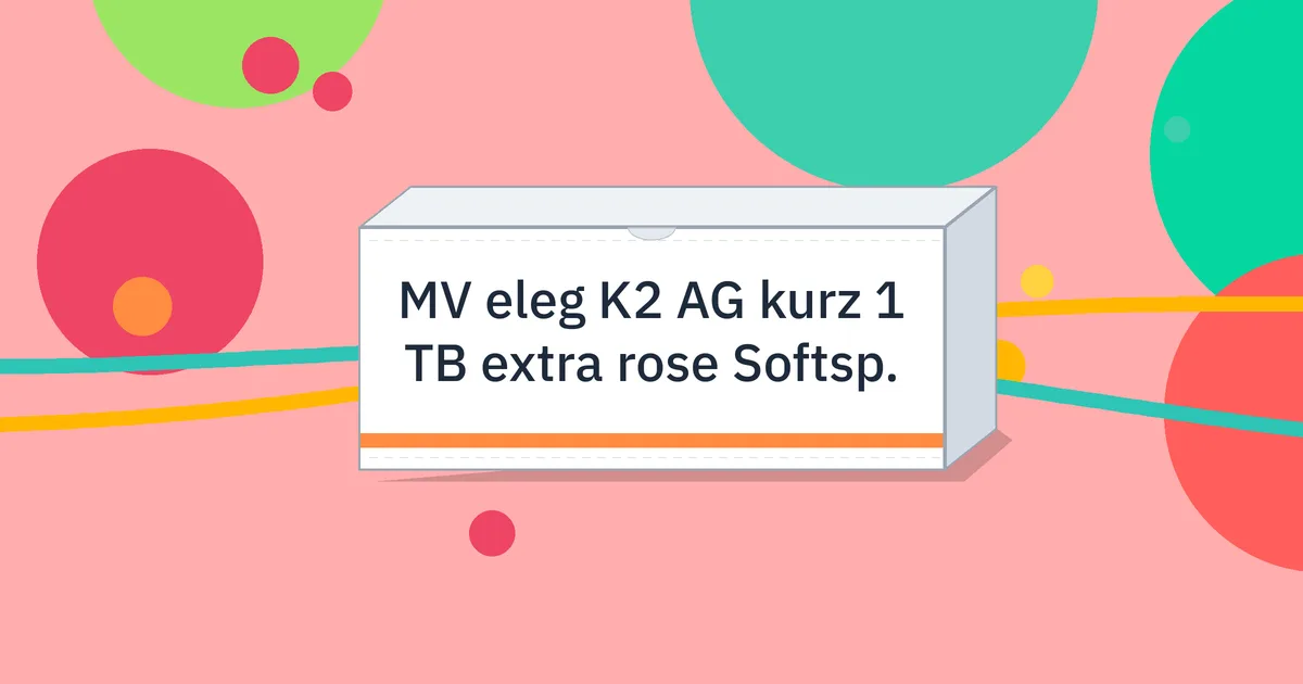 Symbolbild: Packung mit der Aufschrift MV eleg K2 AG kurz 1 TB extra rose Softsp. (PZN 14696991) – Verfügbarkeit und Bezug in Apotheken in Frankfurt am Main