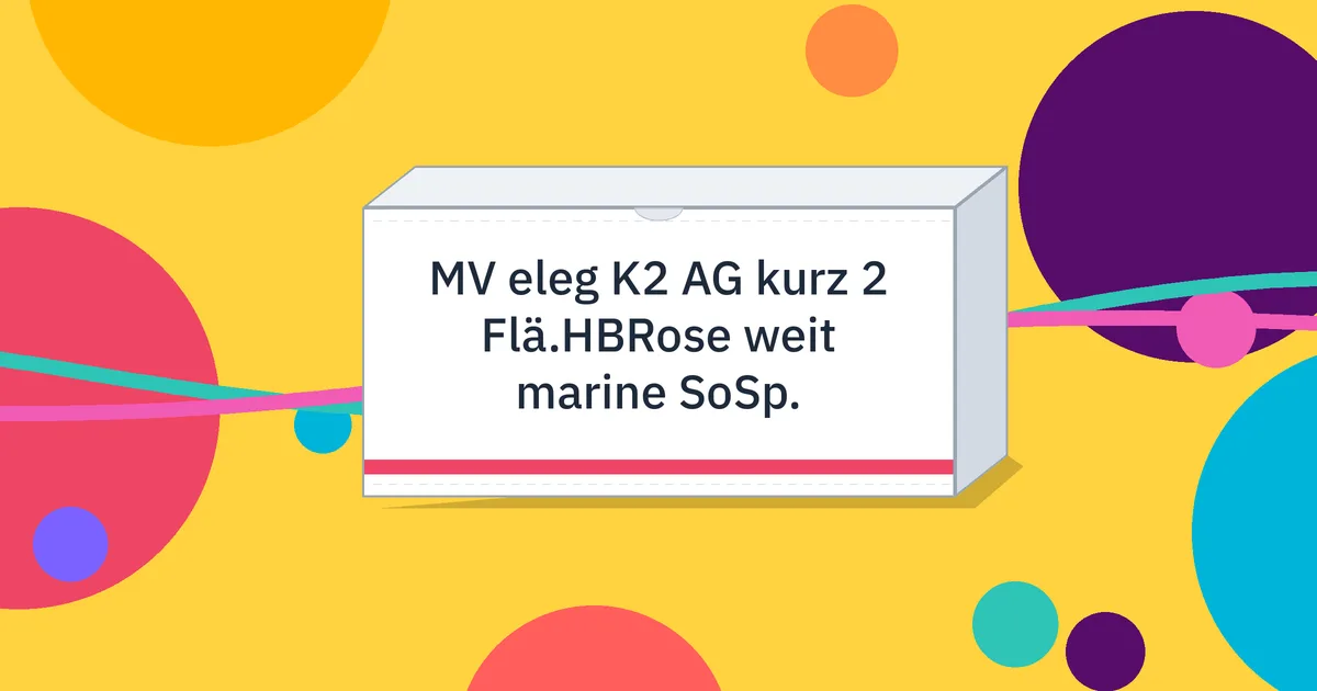 Symbolbild: Packung mit der Aufschrift MV eleg K2 AG kurz 2 Flä.HBRose weit marine SoSp. (PZN 15706958) – Verfügbarkeit und Bezug in Apotheken in Frankfurt am Main