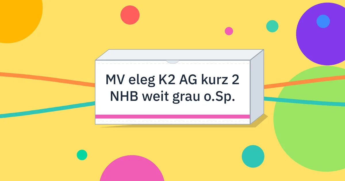 Symbolbild: Packung mit der Aufschrift MV eleg K2 AG kurz 2 NHB weit grau o.Sp. (PZN 18924957) – Verfügbarkeit und Bezug in Apotheken in Frankfurt am Main