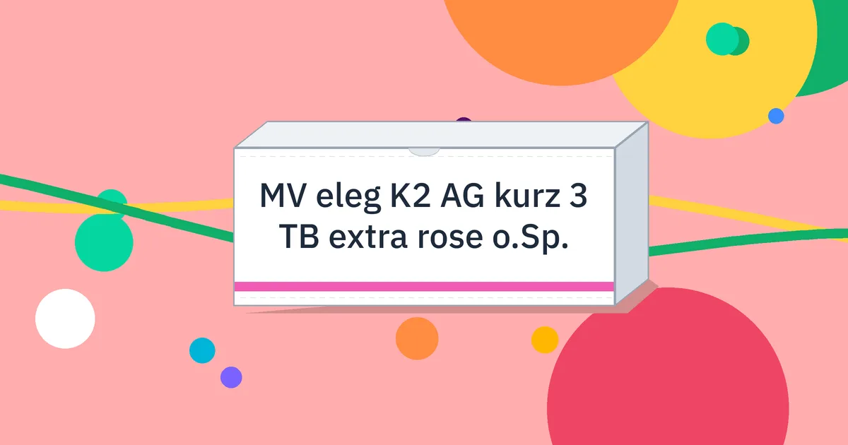Symbolbild: Packung mit der Aufschrift MV eleg K2 AG kurz 3 TB extra rose o.Sp. (PZN 14696844) – Verfügbarkeit und Bezug in Apotheken in Frankfurt am Main