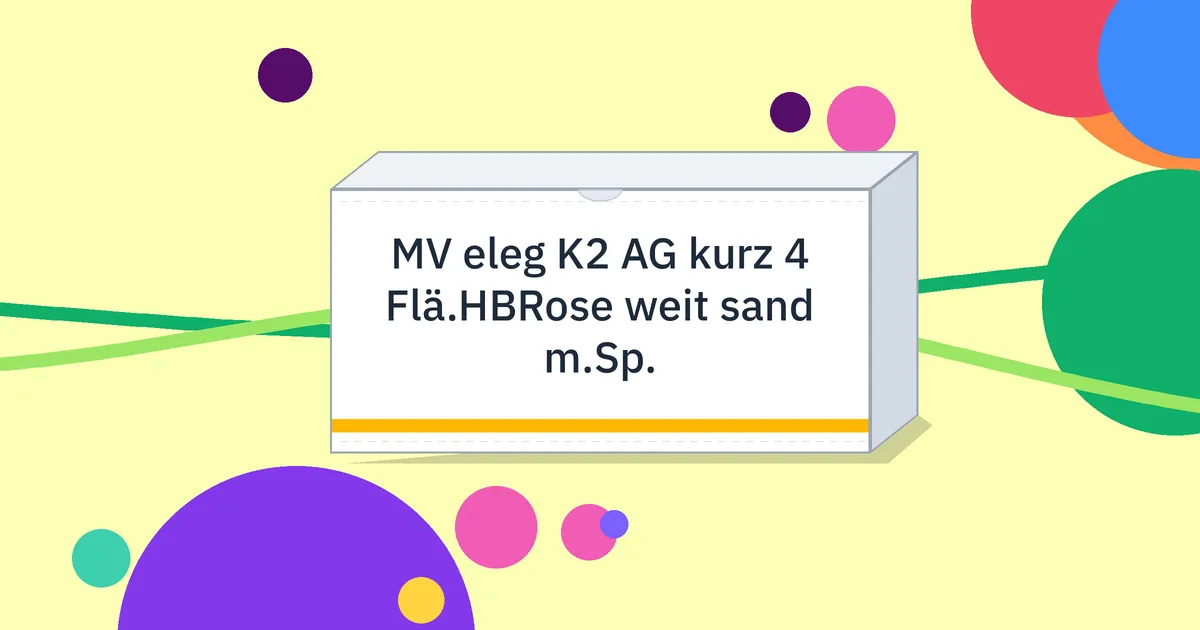 Symbolbild: Packung mit der Aufschrift MV eleg K2 AG kurz 4 Flä.HBRose weit sand m.Sp. (PZN 18926287) – Verfügbarkeit und Bezug in Apotheken in Frankfurt am Main