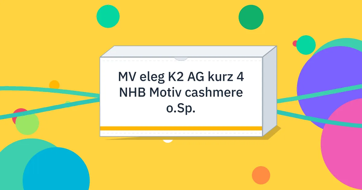 Symbolbild: Packung mit der Aufschrift MV eleg K2 AG kurz 4 NHB Motiv cashmere o.Sp. (PZN 15707490) – Verfügbarkeit und Bezug in Apotheken in Frankfurt am Main