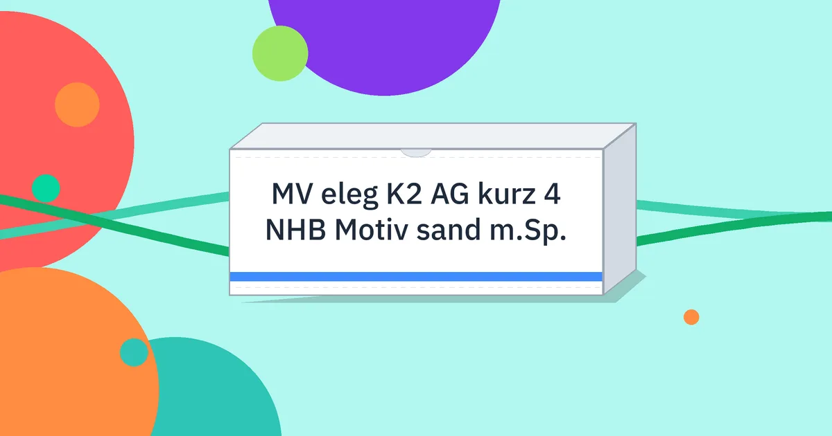 Symbolbild: Packung mit der Aufschrift MV eleg K2 AG kurz 4 NHB Motiv sand m.Sp. (PZN 18926666) – Verfügbarkeit und Bezug in Apotheken in Frankfurt am Main