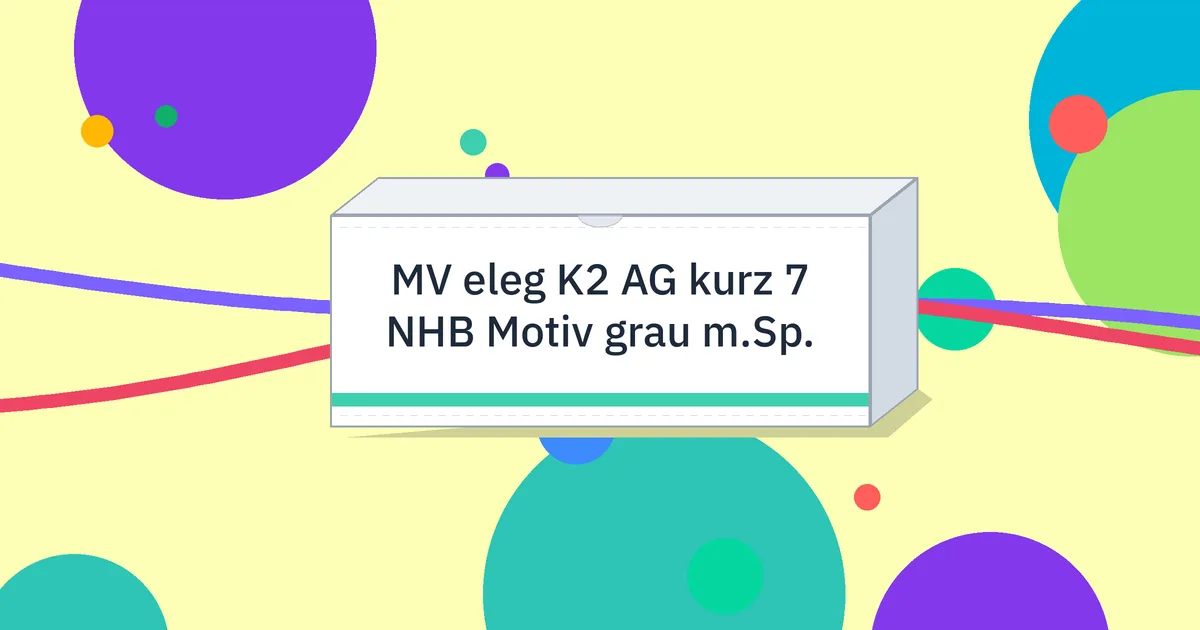 Symbolbild: Packung mit der Aufschrift MV eleg K2 AG kurz 7 NHB Motiv grau m.Sp. (PZN 18926502) – Verfügbarkeit und Bezug in Apotheken in Frankfurt am Main